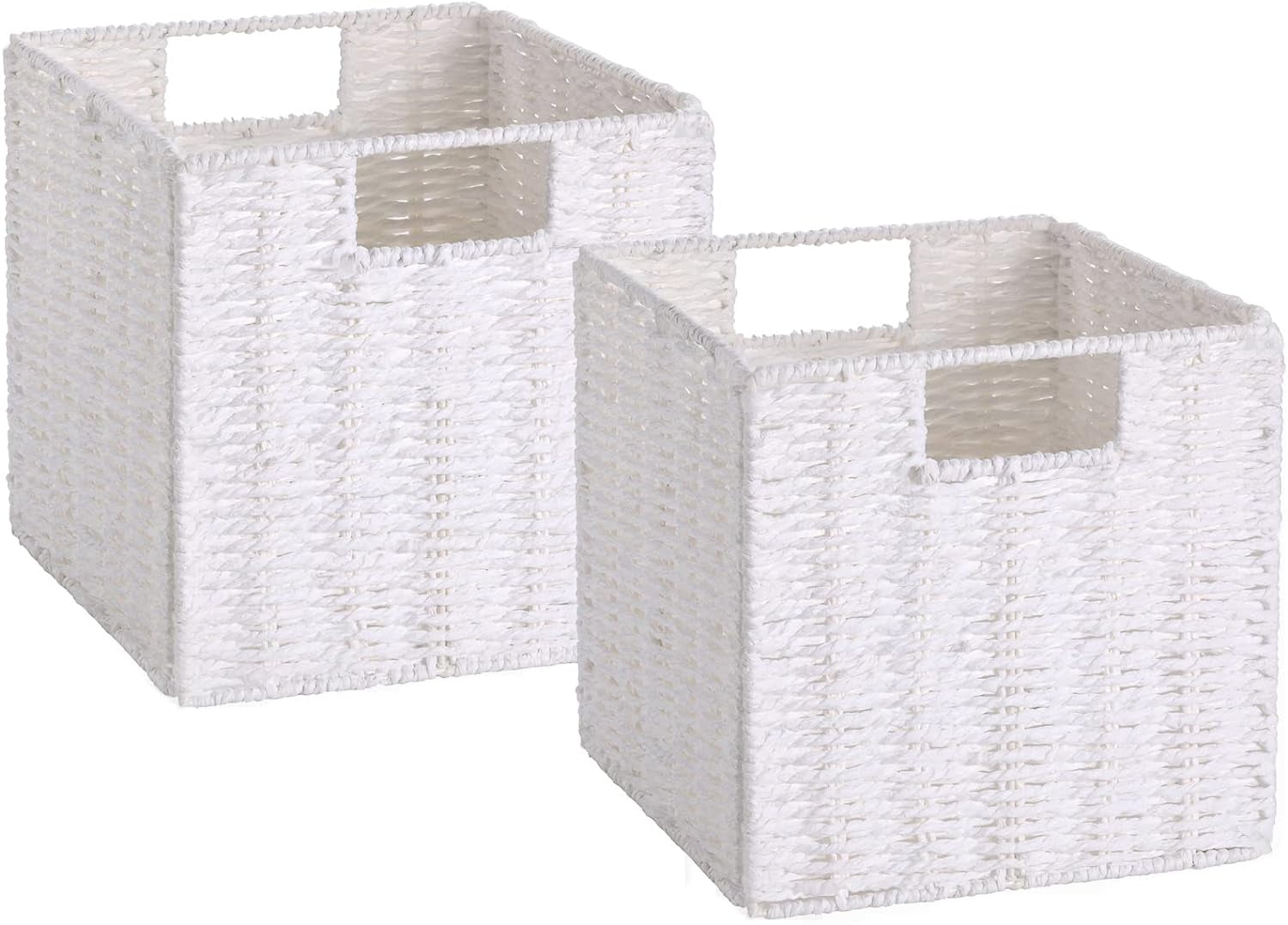 Wicker Storage Basket, Set of 2 Hand-Woven Storage Baskets for ...