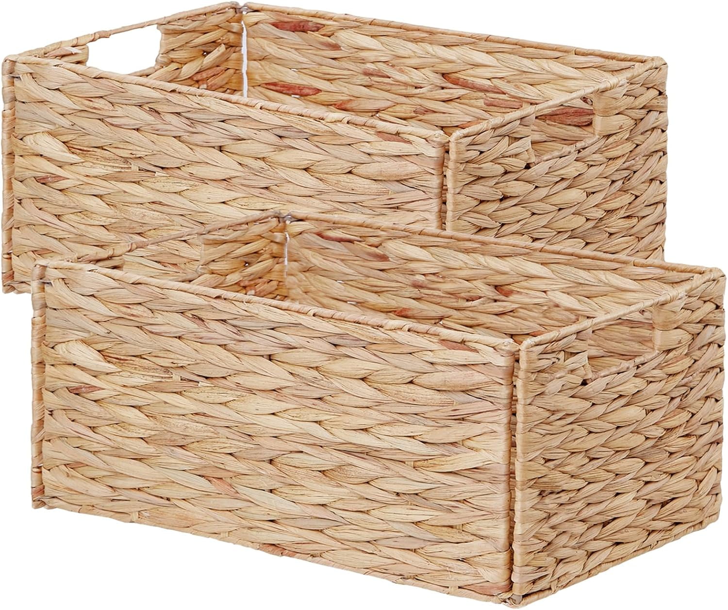 Wicker Storage Basket, Set of 2 Hand-Woven Storage Baskets for ...