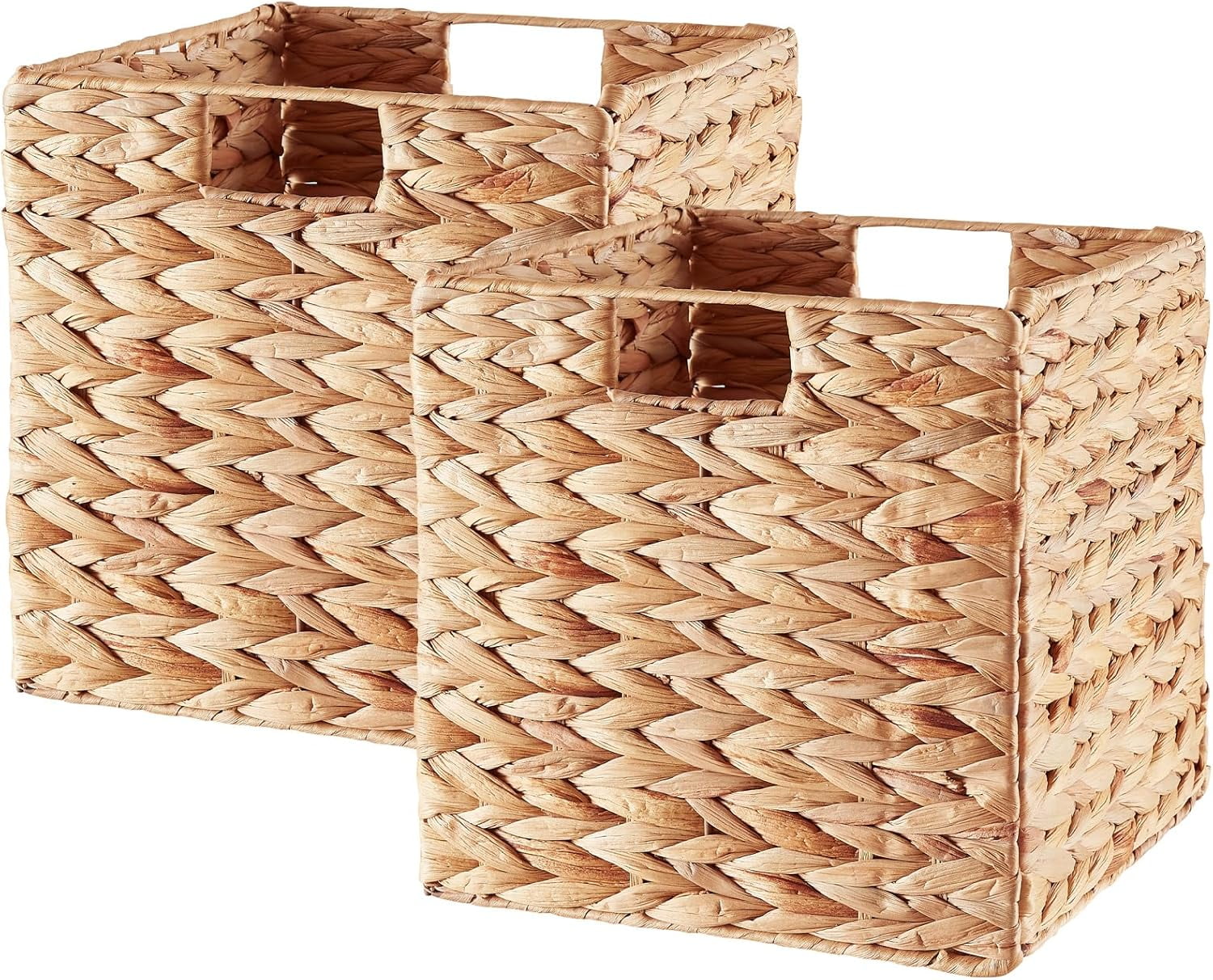 Wicker Storage Basket, Set of 2 Water Hyacinth Storage Baskets ...