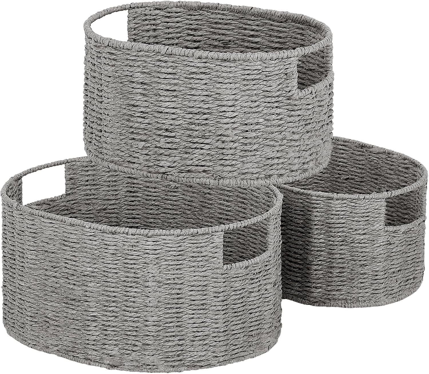 Wicker Storage Basket, Set of 3 Hand-woven Storage Baskets for ...