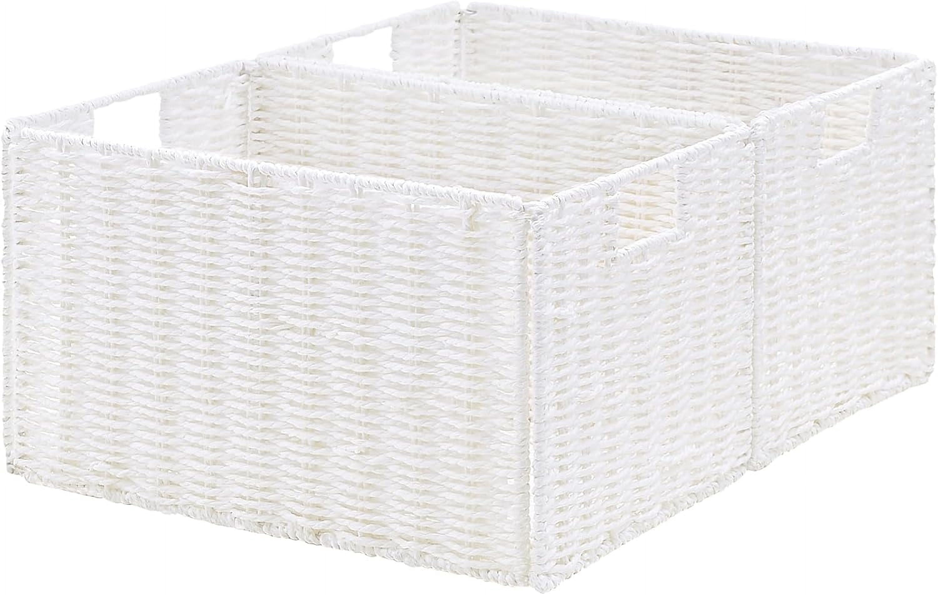 Wicker Storage Basket Set of 2 - Hand-Woven Paper Rope Organizer for ...