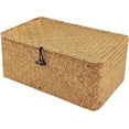 Wicker Storage Basket with Lid, Natural Woven Rattan Seagrass Storage ...