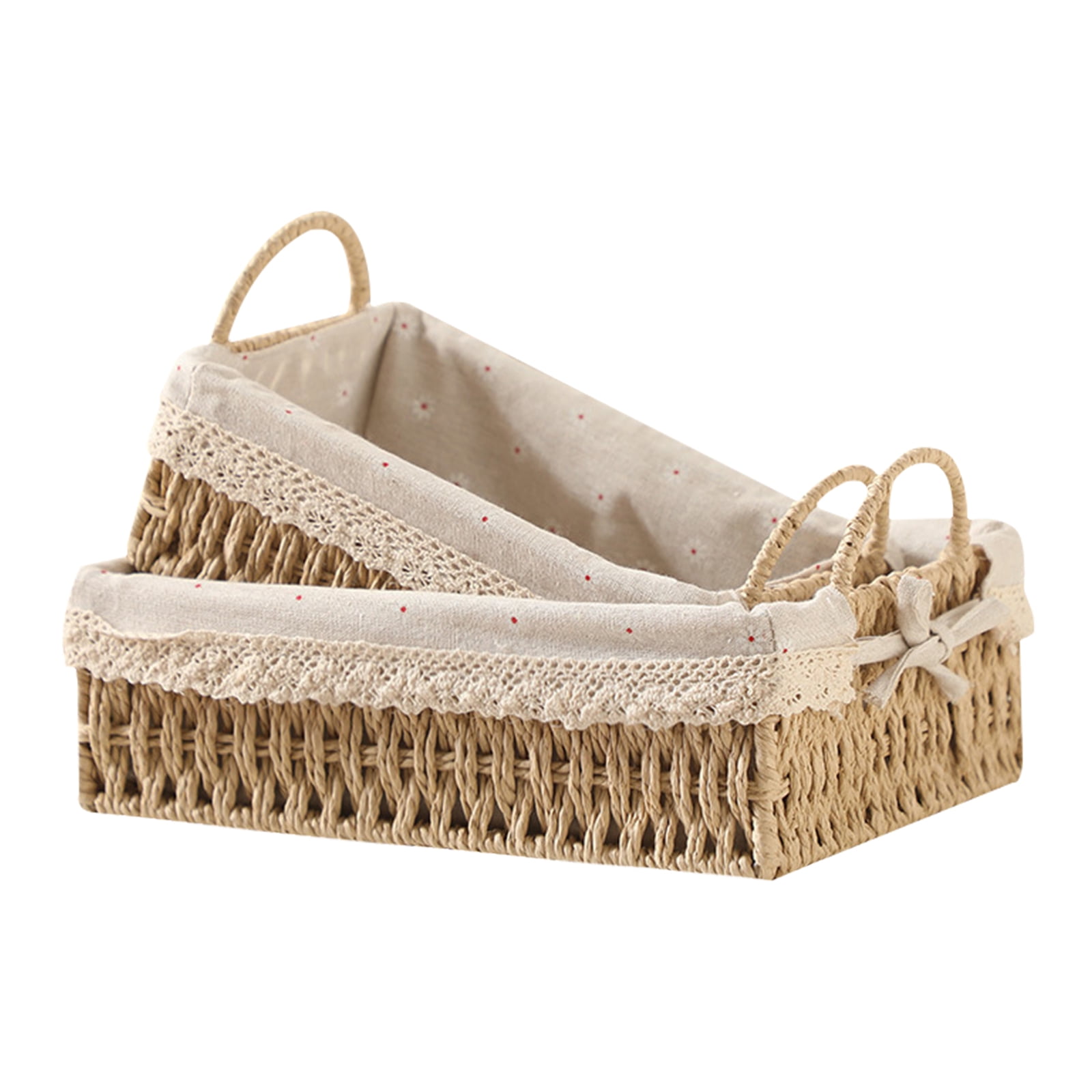 Wicker Storage Baskets with Handles,Rectangle Organizing Woven Shelf ...