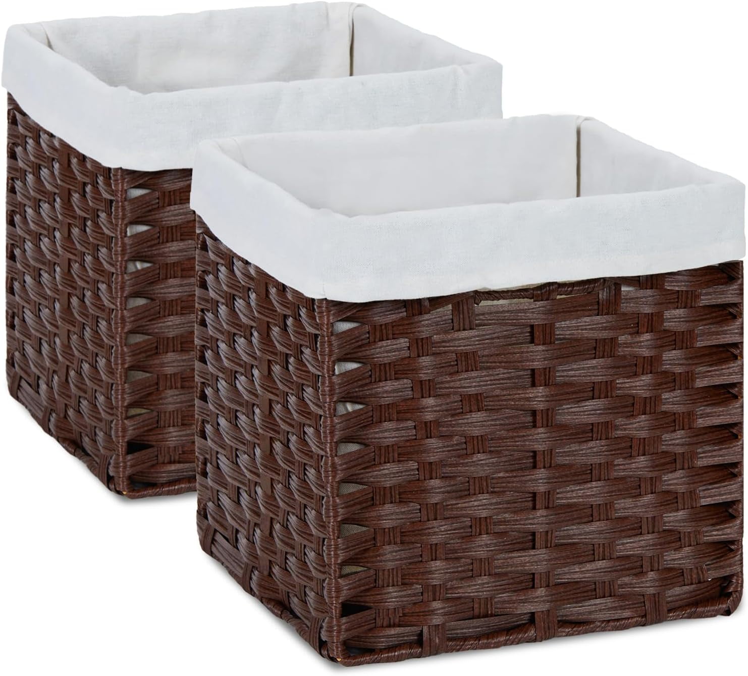 Wicker Storage Baskets with Liners 11x11 Storage Cube Bins for ...