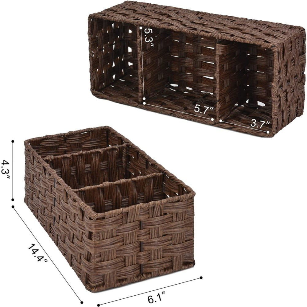 Wicker Storage Baskets, Rectangle Storage Baskets for Shelves, 3 ...