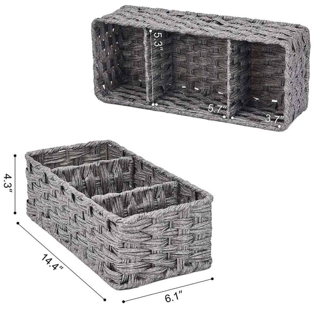 Wicker Storage Baskets, Rectangle Storage Baskets for Shelves, 3 ...