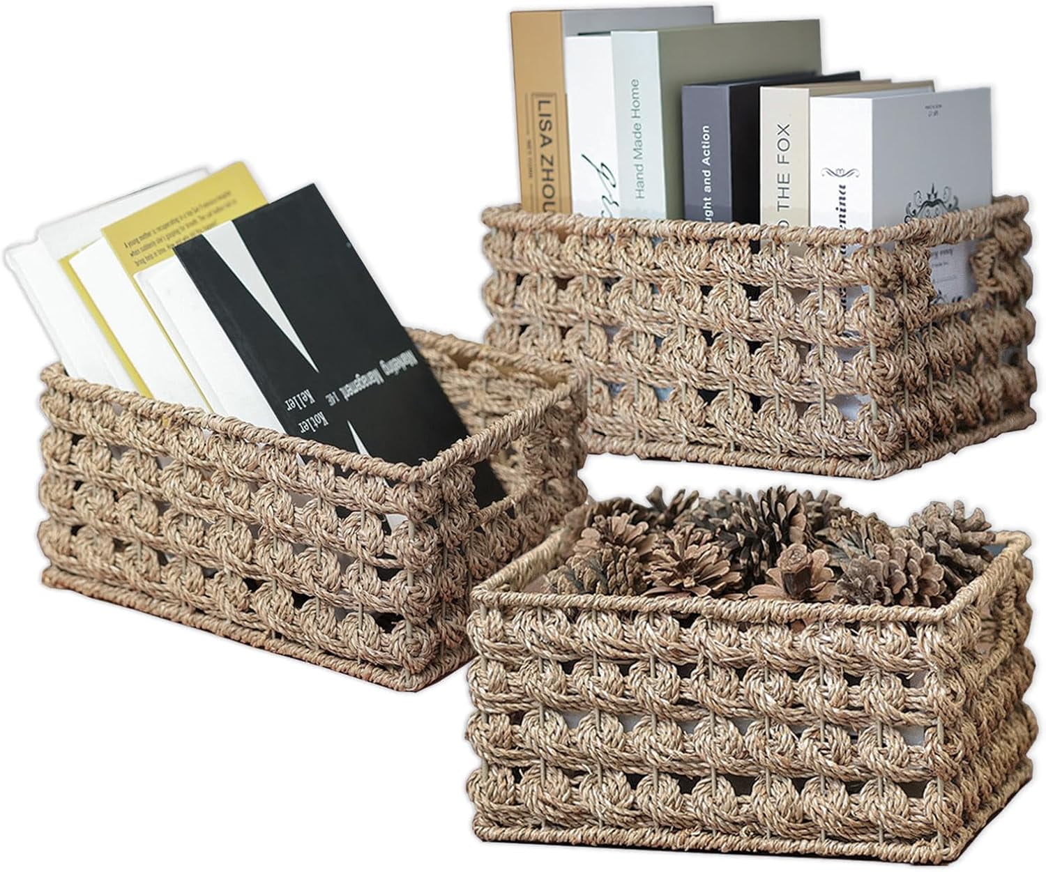 Wicker Storage Baskets, Seagrass Baskets for Counter Organizing ...