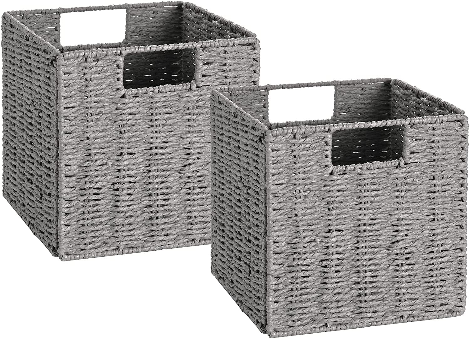 Wicker Storage Baskets, Set of 2 Hand-Woven Storage Baskets for Shelves ...