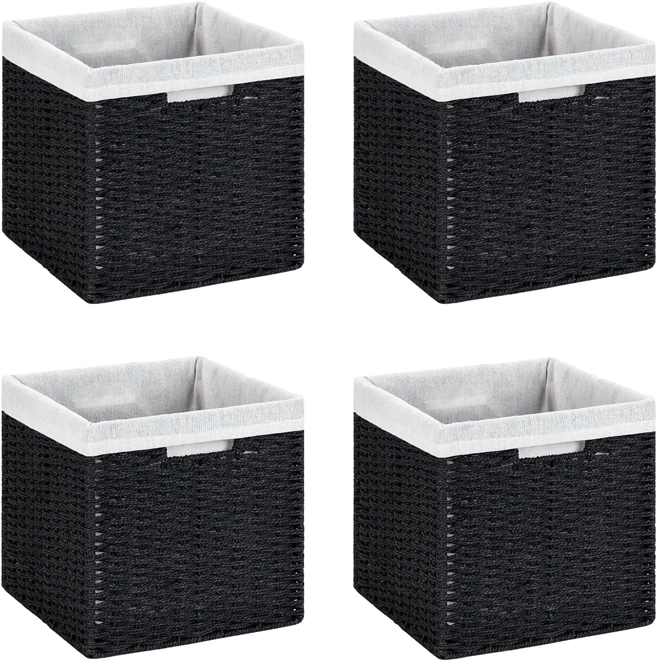 Wicker Storage Baskets for Shelves, Woven Cube Storage Bins Set of 4 ...