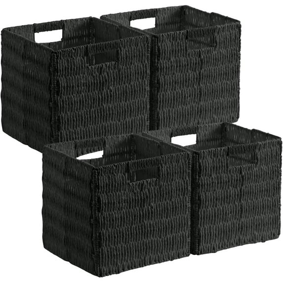 Wicker Storage Cubes Bin, 9 Inch Storage Shelf Basket Collapsible ...