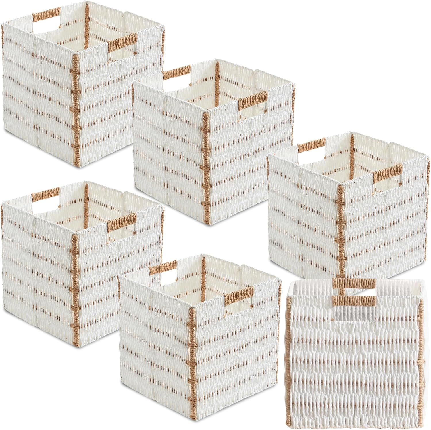 Wicker Storage Cubes Bin, Storage Cubes Shelf Basket Collapsible ...