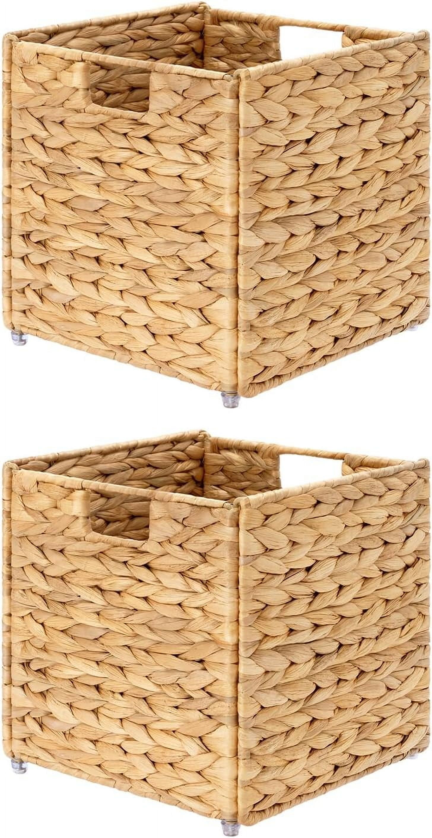 Wicker Storage Cubes with Removable Liners, Foldable Baskets with Built ...