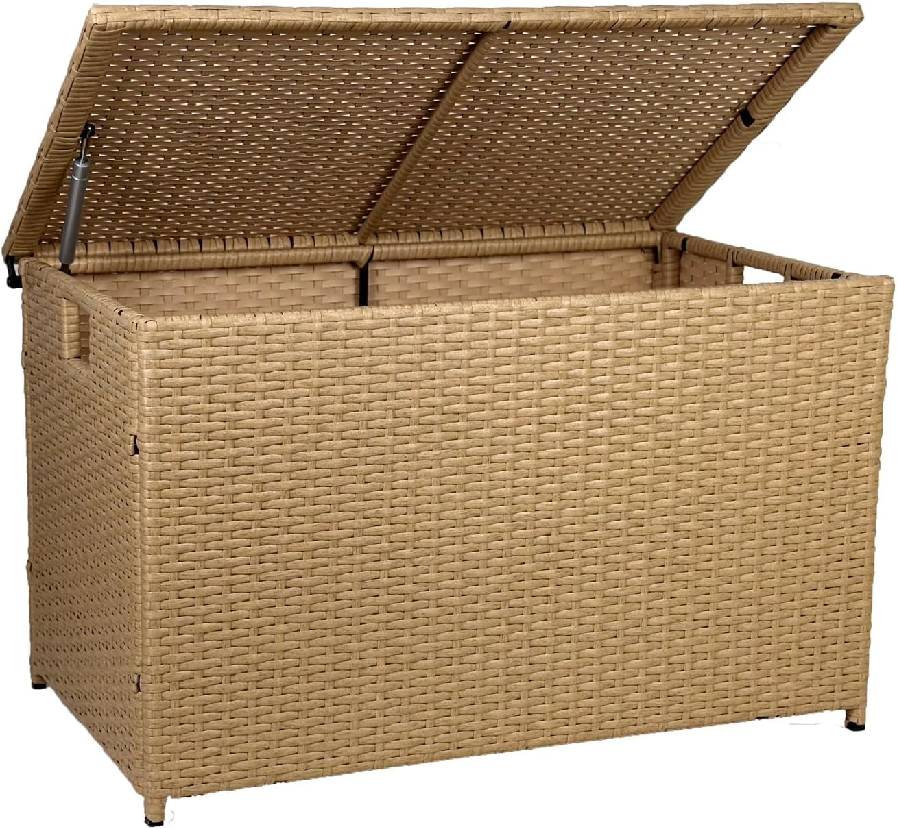 Wicker Storage Trunk, 42.3 Gallon (160L) Large Wicker Basket with Lid ...
