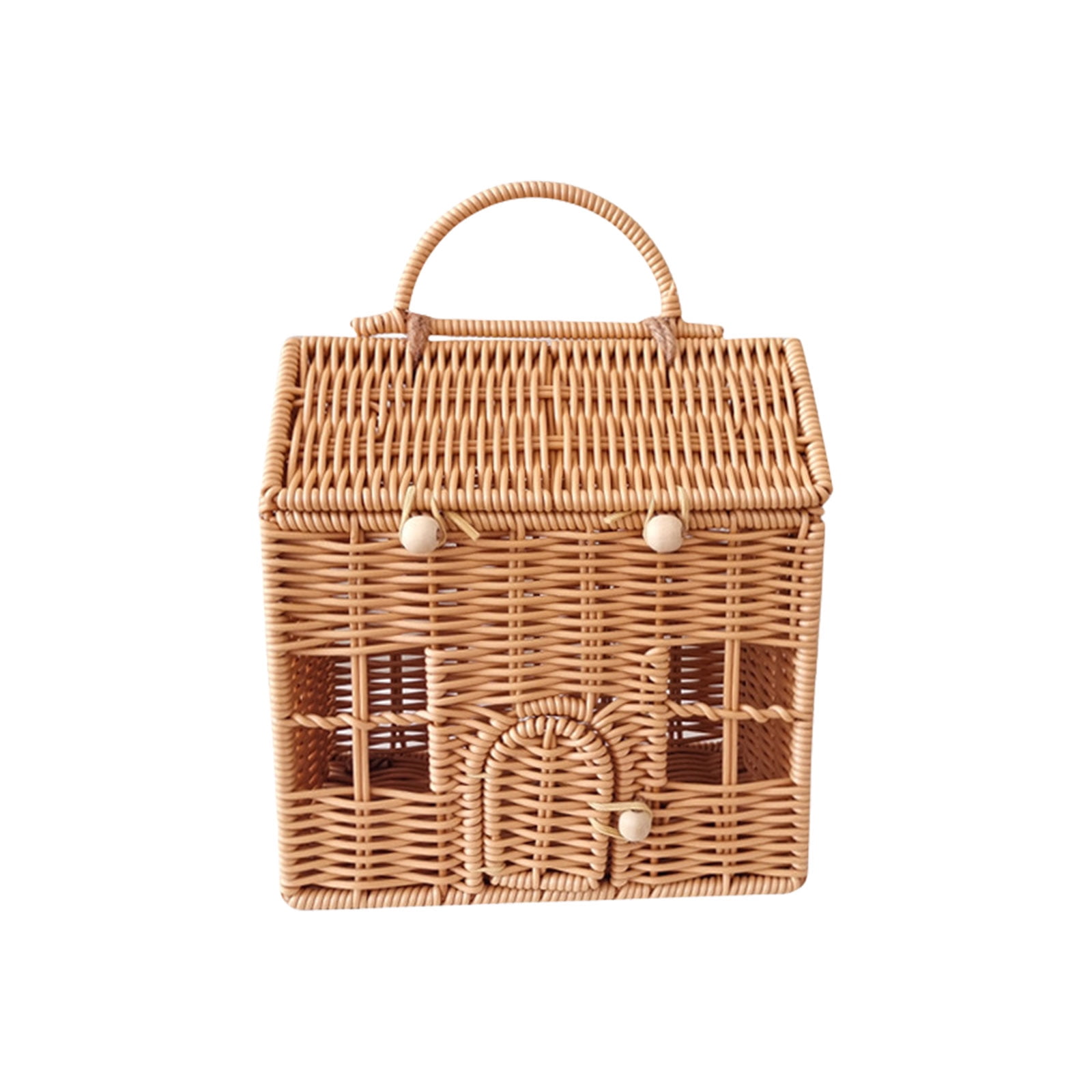 Wicker Suitcase Decorative House Rattan Basket with Handle Food Storage ...