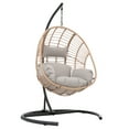 Wicker Swing Egg Shaped Chair, Patio Haning Chair with Cozy Cushion ...