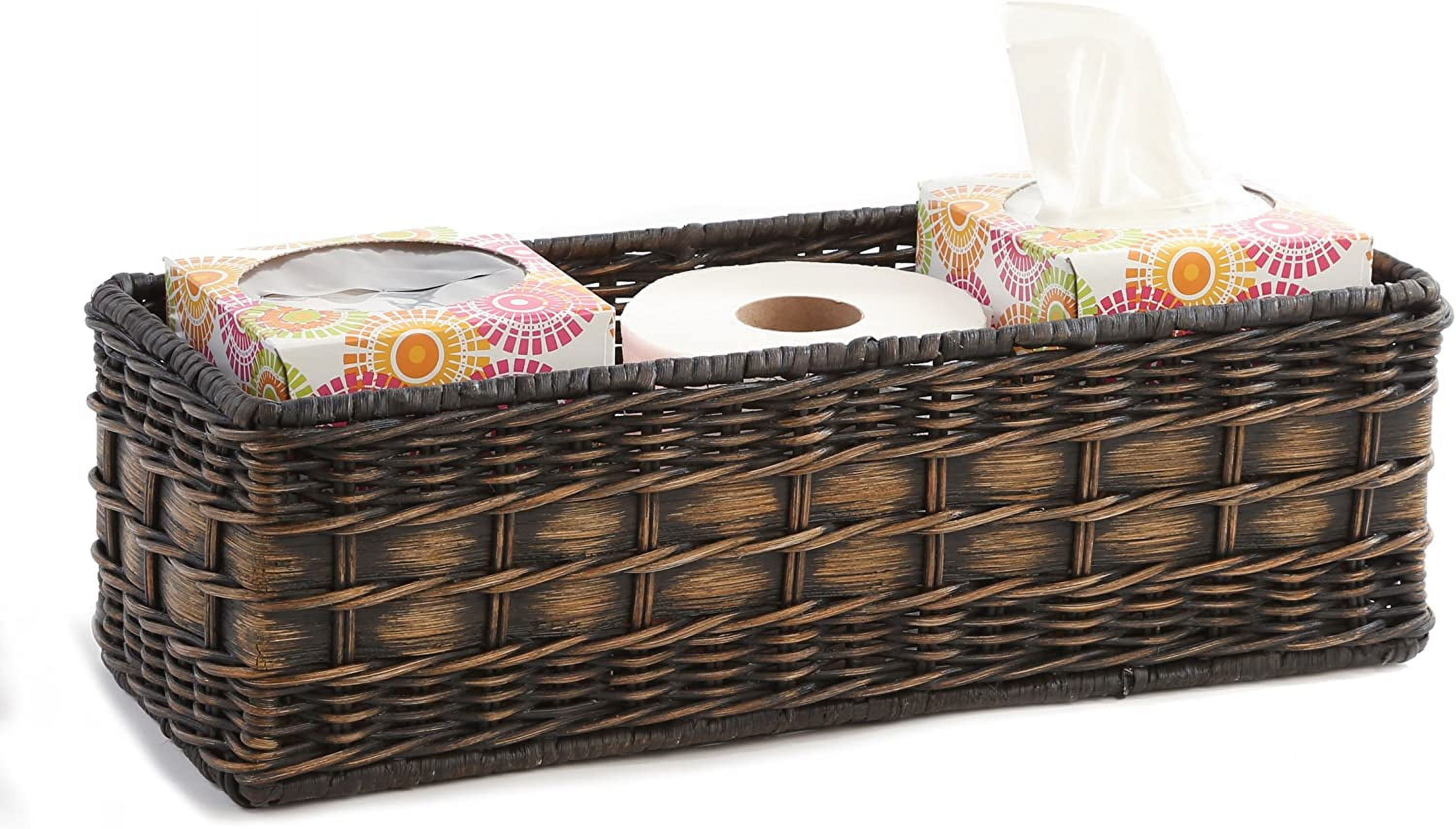 Wicker Toilet , 16 in L x 6 in W x 5 in H, Antique Walnut Brown ...