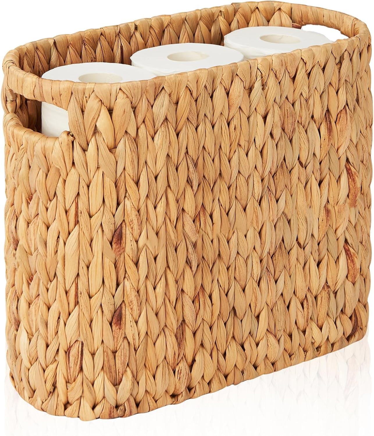 Wicker Toilet Paper Storage Basket with Buit-in Handles, 9 Rolls ...