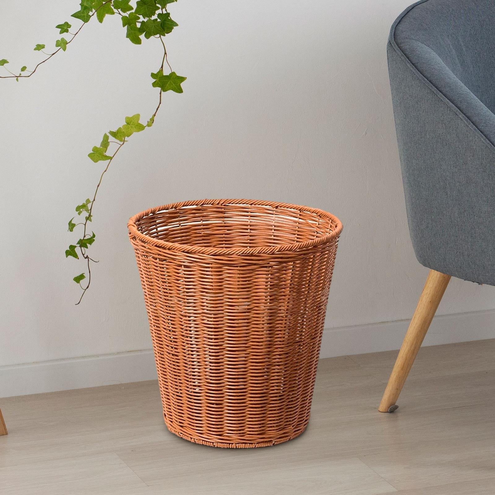 Wicker Trash Can Woven Wastebasket Arranging Flowers Holder Decorative ...