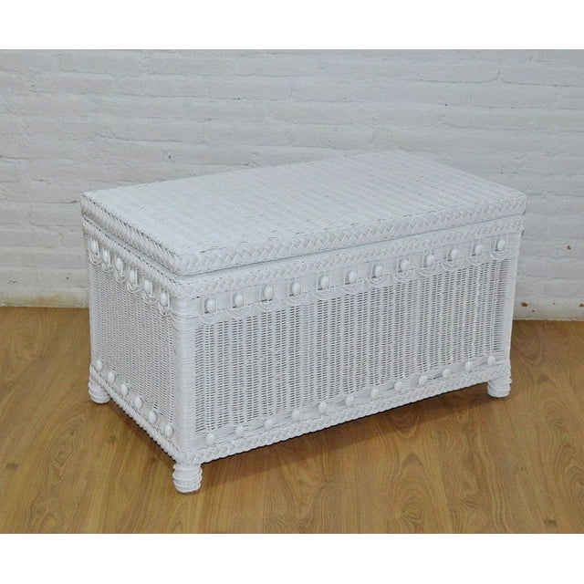 Wicker Warehouse Adult Wood-Lined Victorian Solid Print Storage Trunk ...