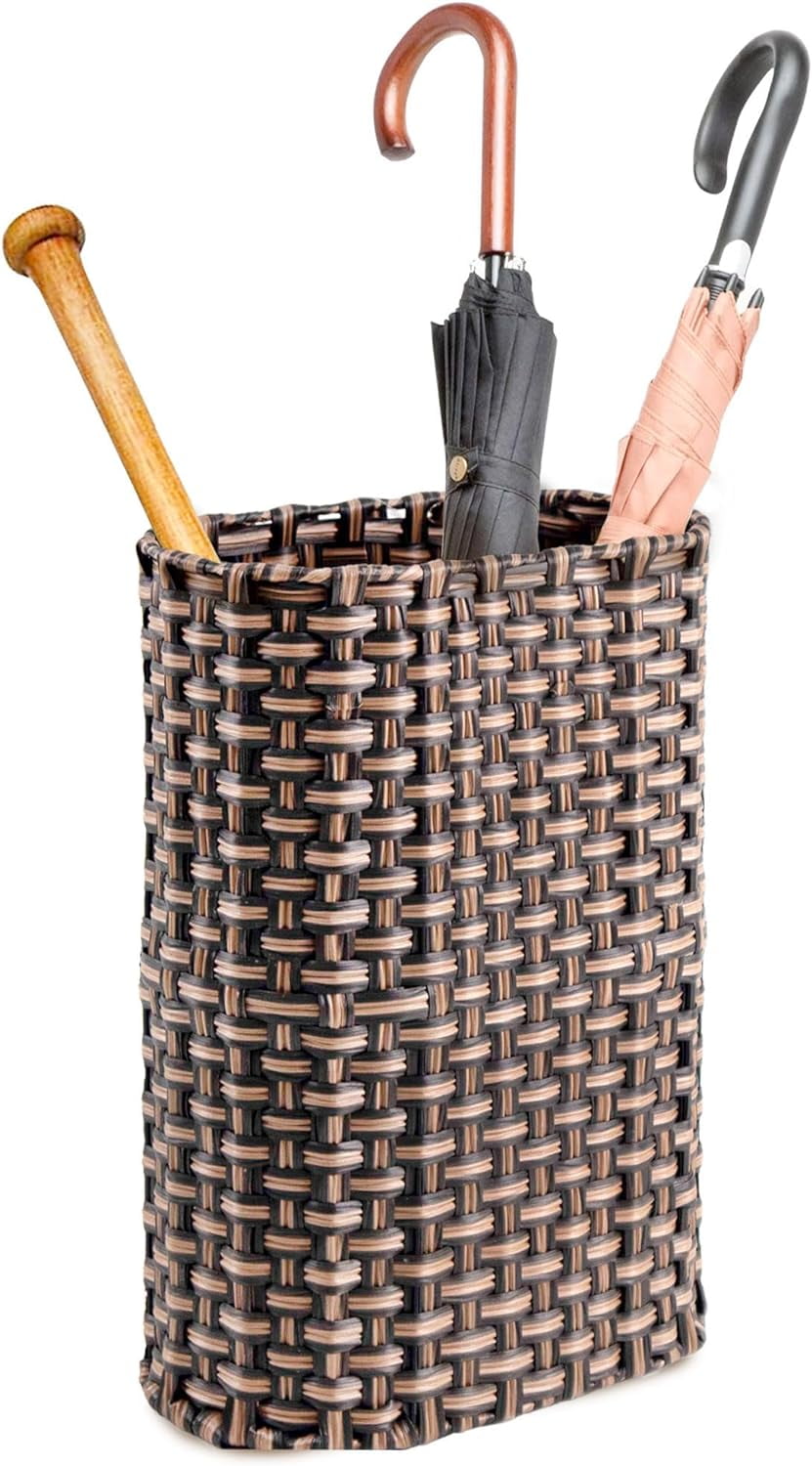 Wicker Umbrella Holder Indoor Outdoor, Decorative Hand Woven Umbrella ...