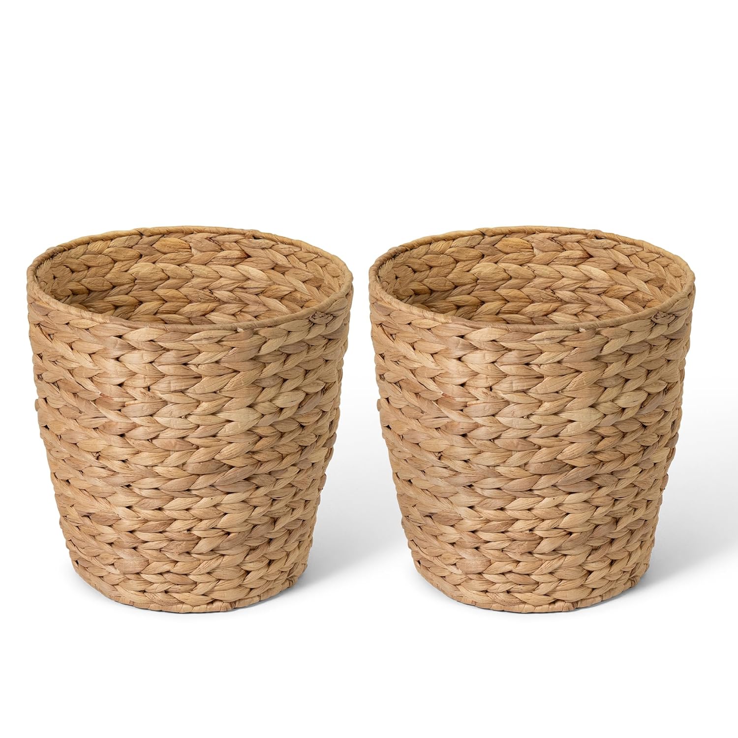 Wicker Waste Basket Set - 2-Pack for Bathroom, Bedroom, Living Room ...