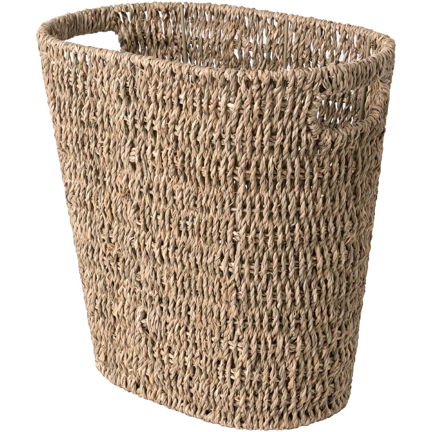 Wicker Waste Basket, Wicker Trash Basket with Built-in Handles ...