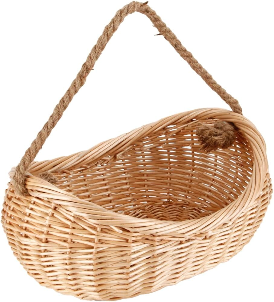 Wicker Woven Basket with Jute Rope Handle Garden Harvest Basket Wicker ...