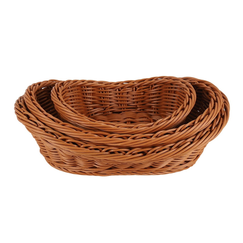 Wicker Woven Bread Basket Serving Set of 3,Storage for Food Fruit ...