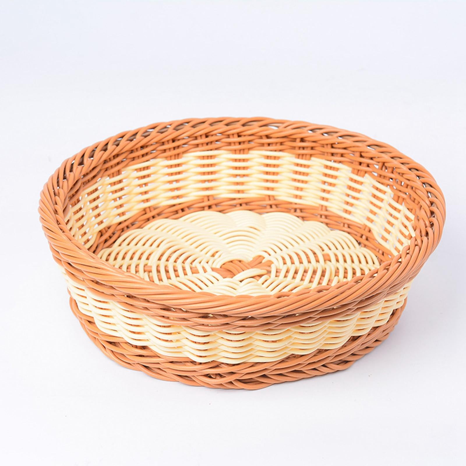 Wicker Woven Round Storage Basket Toys Storage Boxes Organizer Tabletop ...