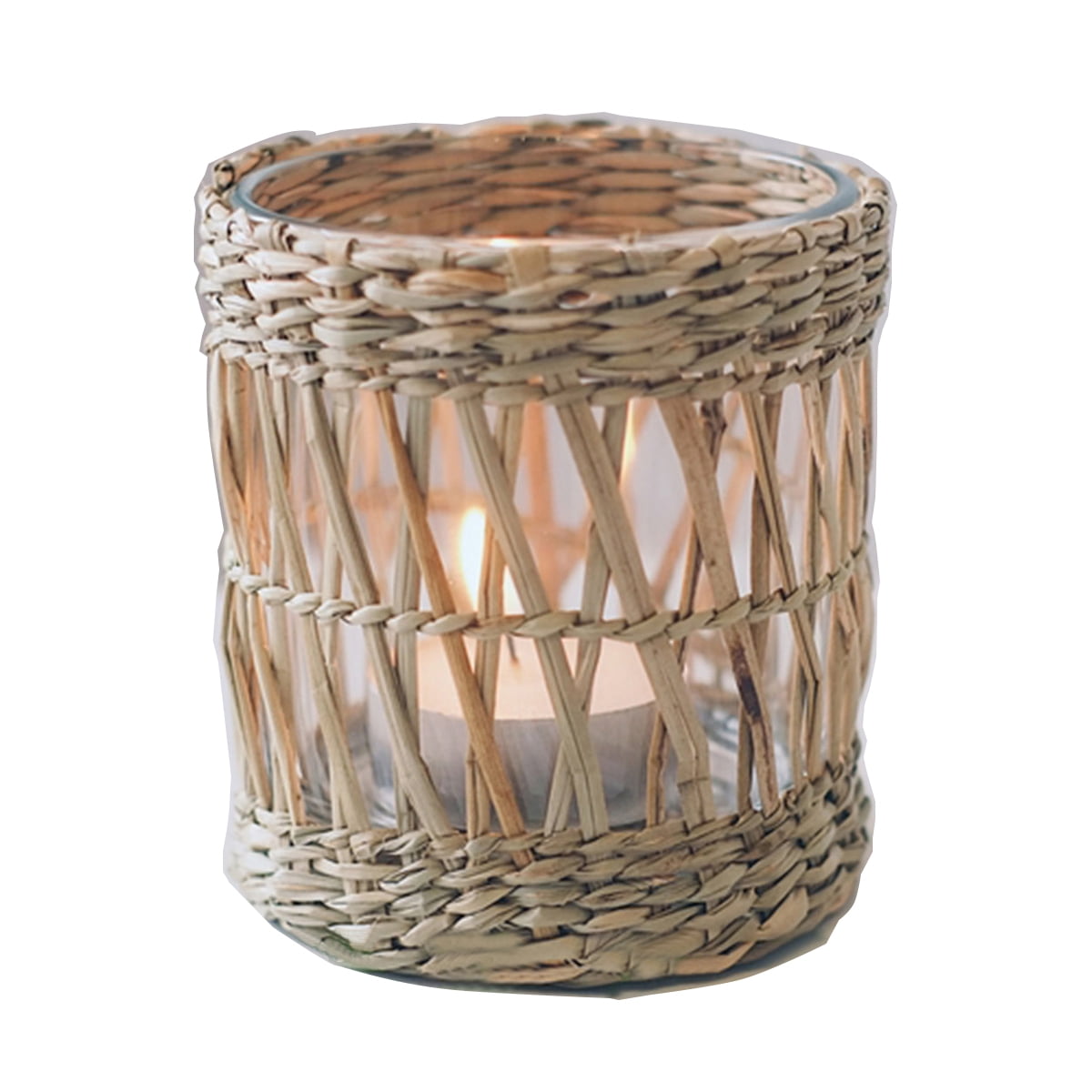 Wicker Woven Tea Light Candle Holder, Decorative Handcraft Woven Votive ...