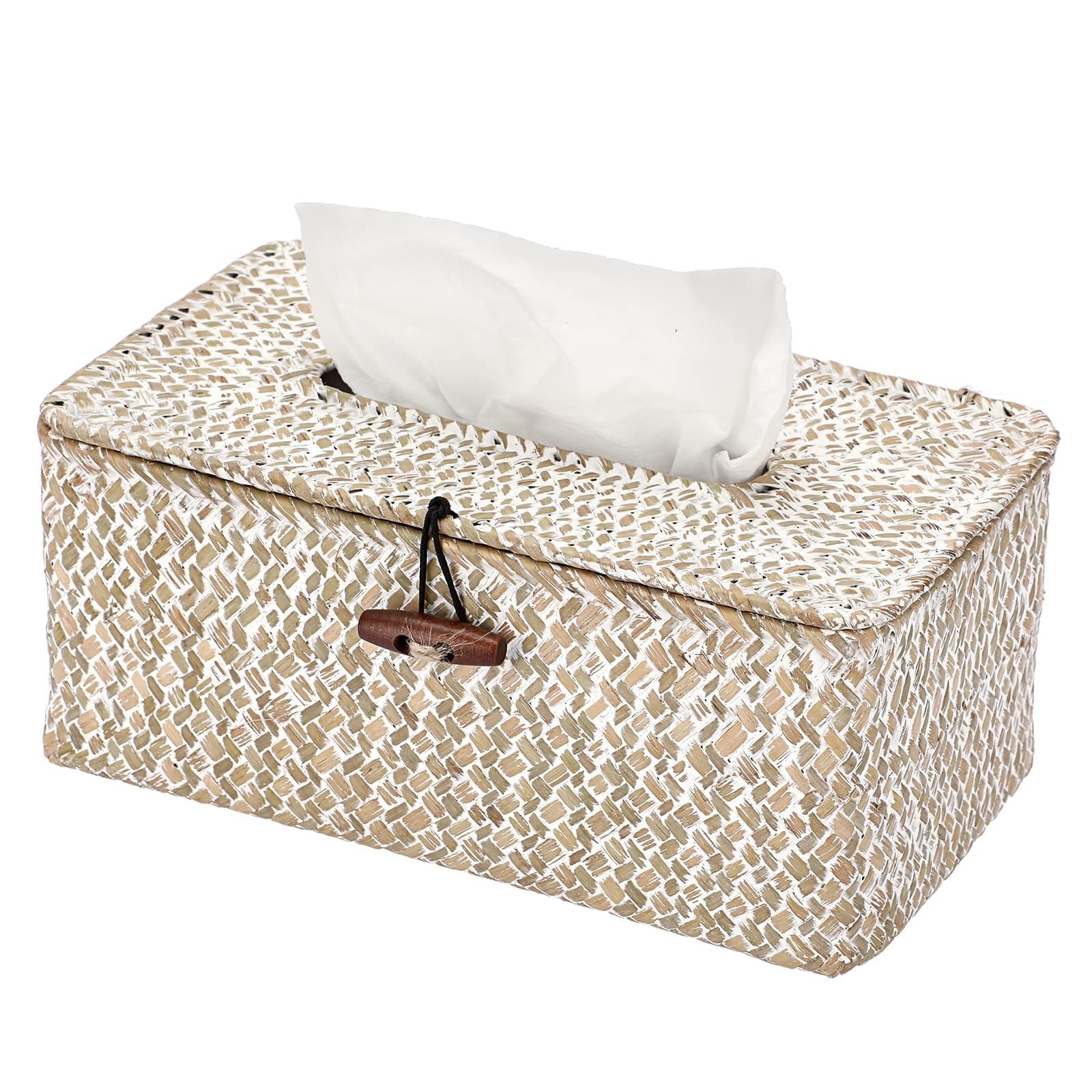 Wicker Woven Tissue Box Cover, Seagrass Rectangular Napkin Holder ...