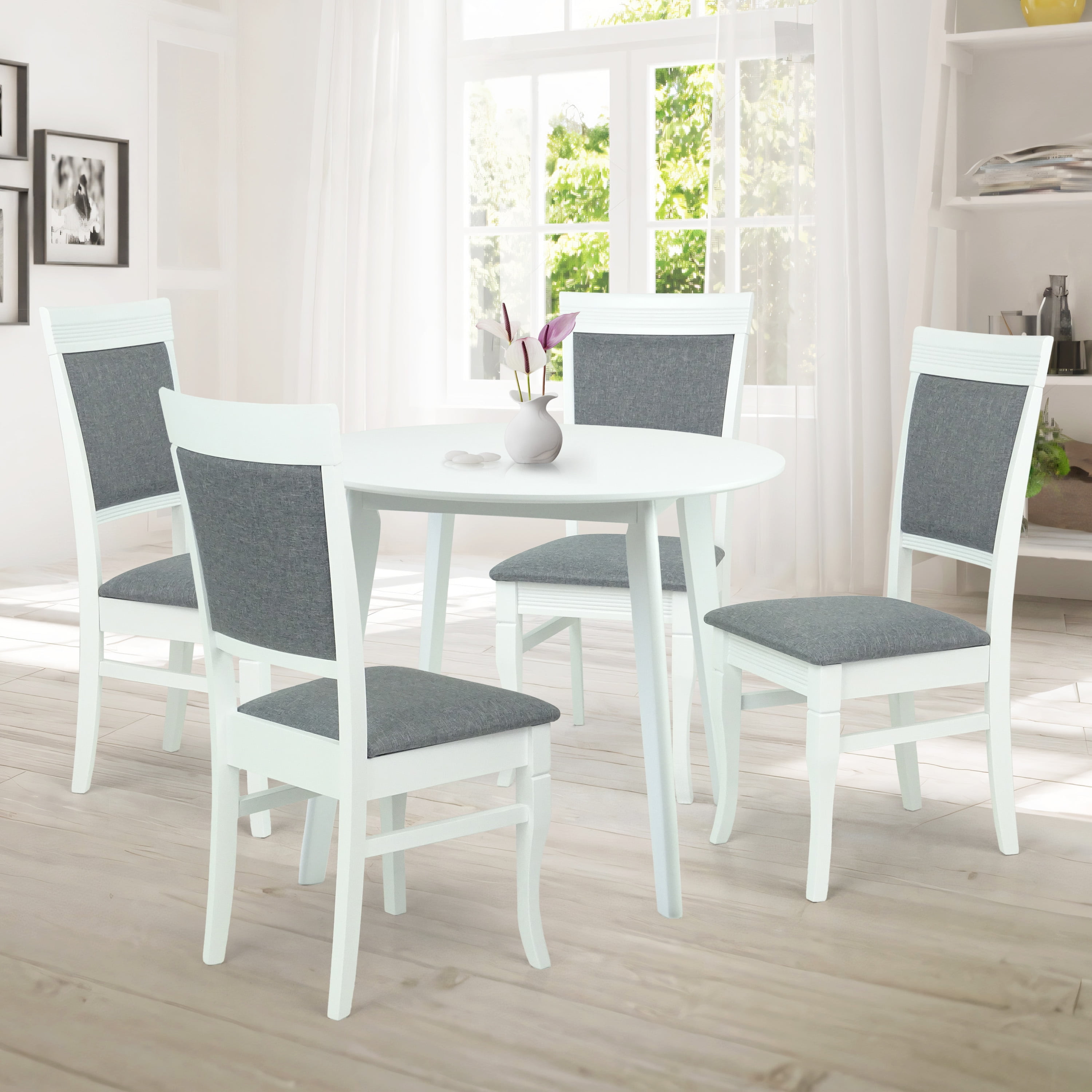 Wickerix 5 Piece Dining Set, 4 Classic Style Solid Wood Ronda ...
