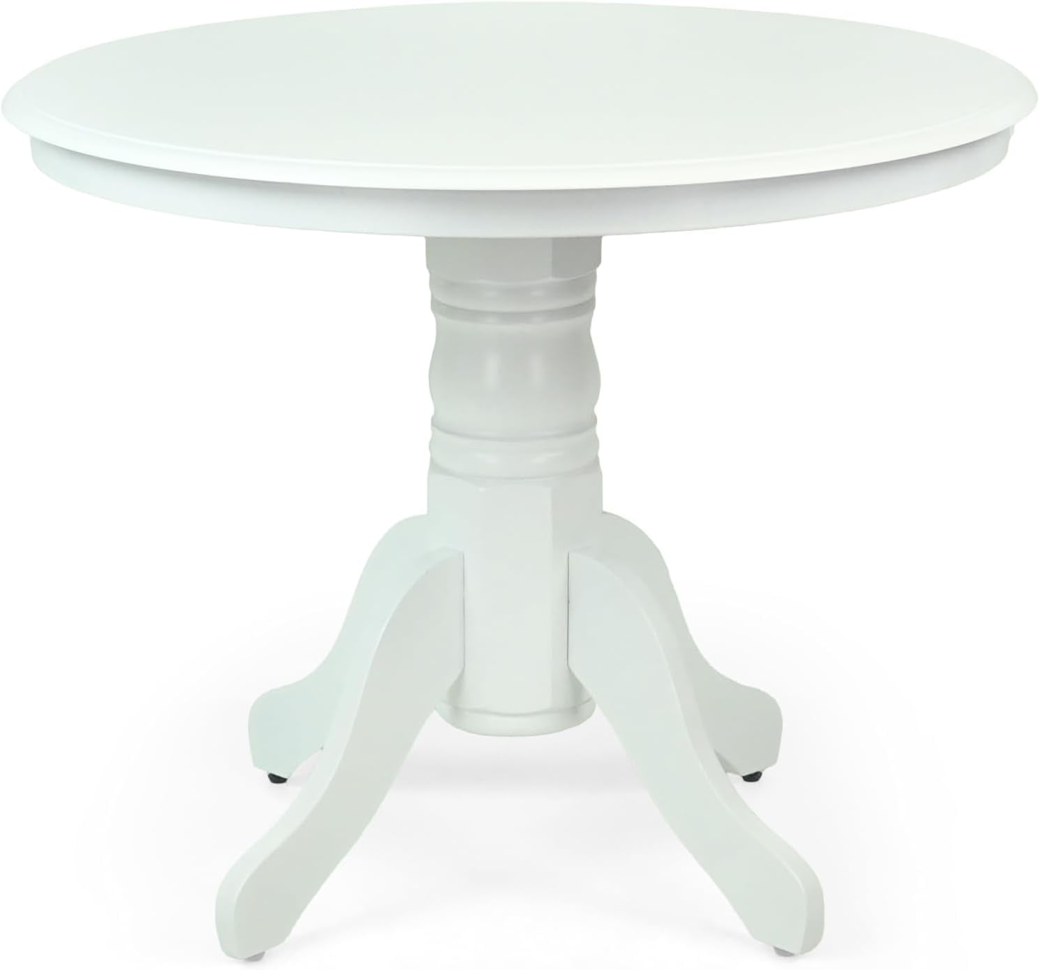 Wickerix Round Solid Wood Dining Table 38.5'' D with Pedestal Base ...