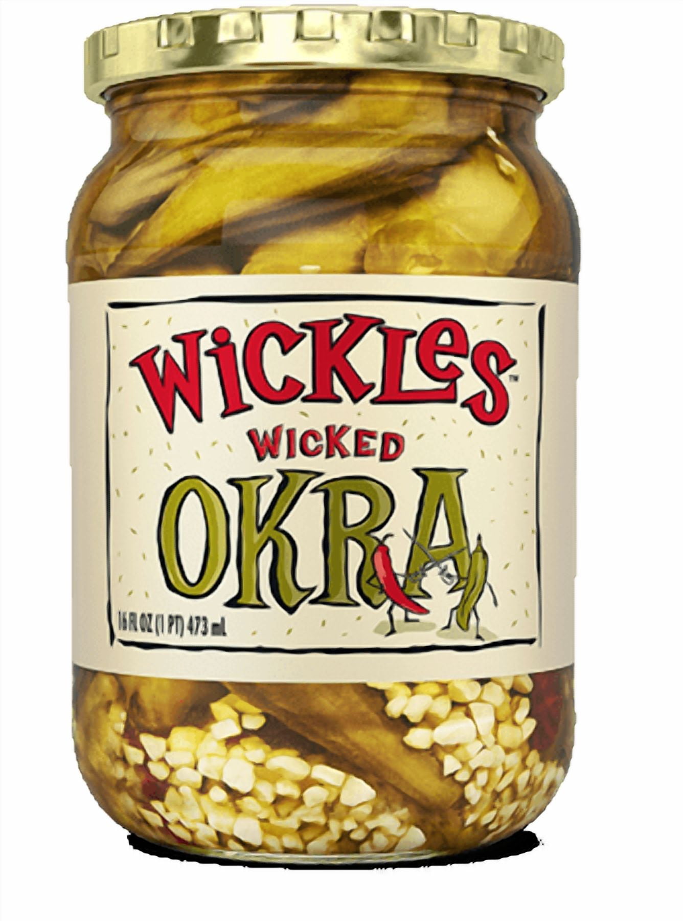 Wickles Wicked Pickled Okra 16 fl oz Jar, Spicy Zesty Tangy Crunchy ...
