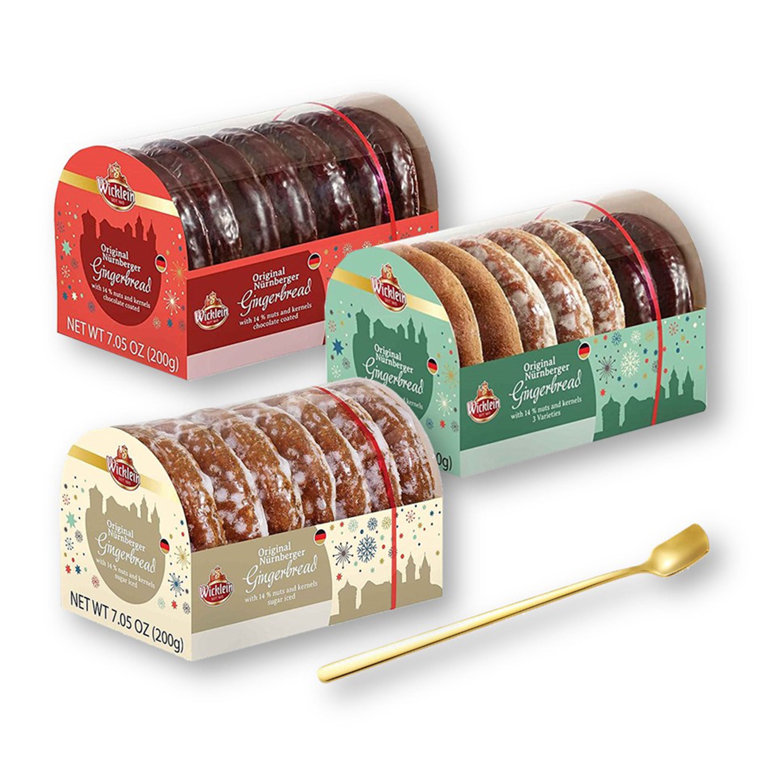 Wicklein Trio Pack Nurnberger Gingerbread Lebkuchens : Glazed ...