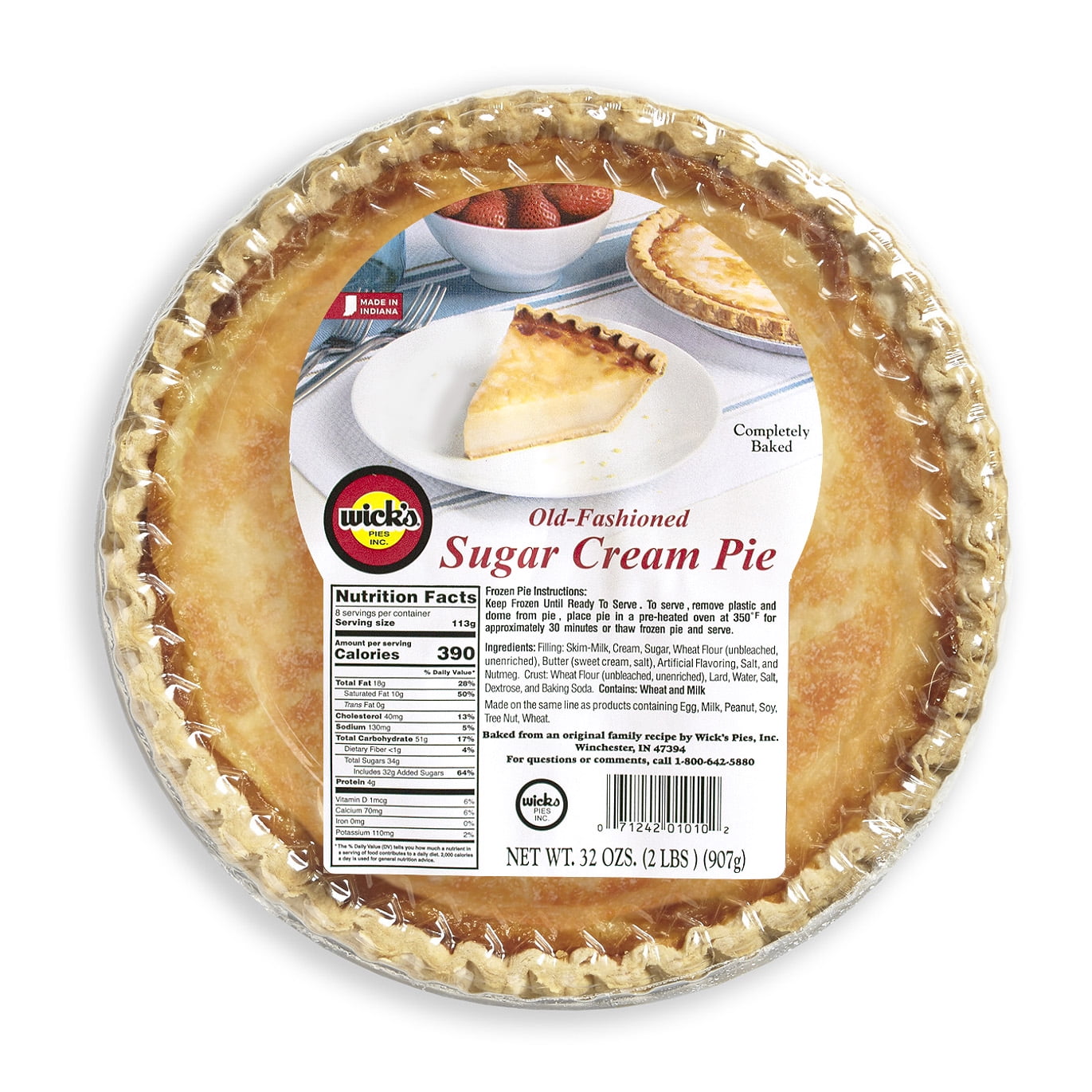 Wicks Old-Fashioned Sugar Cream Pie, 32 oz (Frozen) - Walmart.com