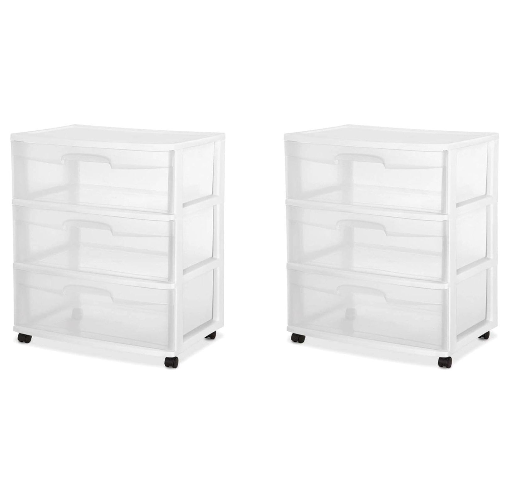 Wide 3 Drawer Storage Cart, Plastic Rolling Cart with Wheels to ...