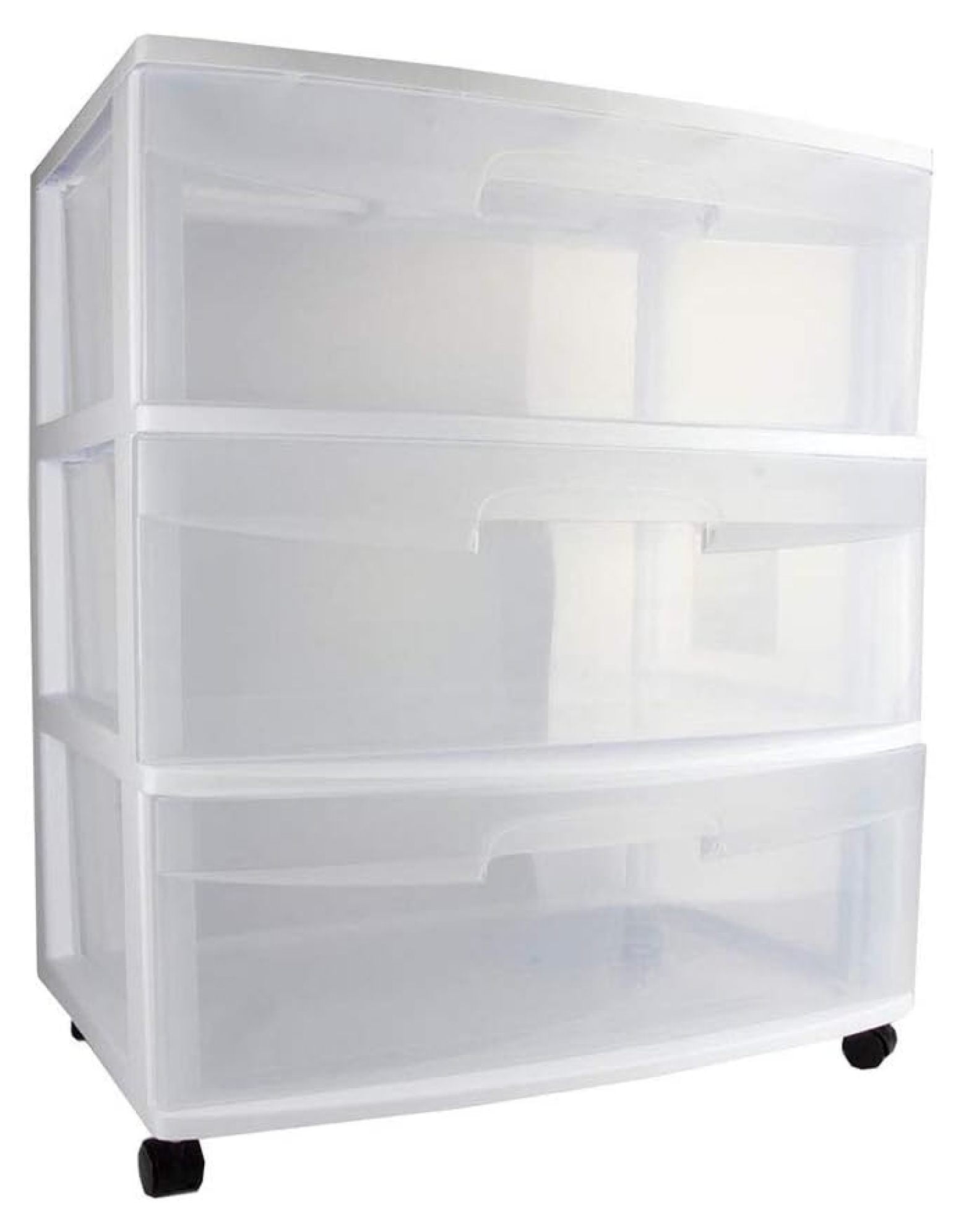 Wide 3 Drawer Storage Cart, Plastic Rolling Cart with Wheels to ...