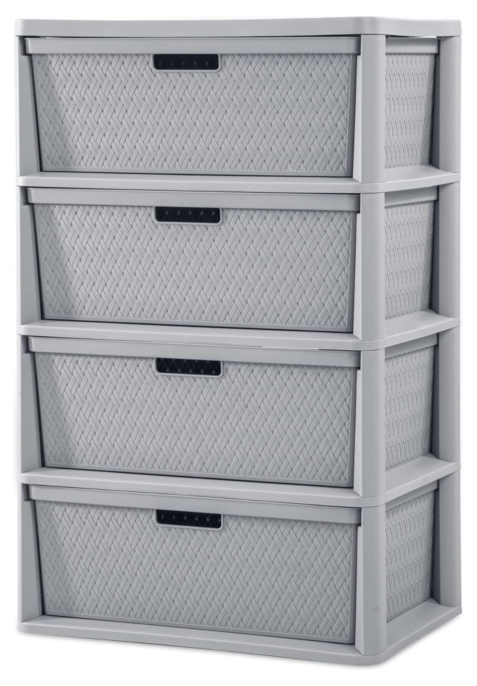 Wide 4 Drawer Cross-Weave Tower Cement - Walmart.com