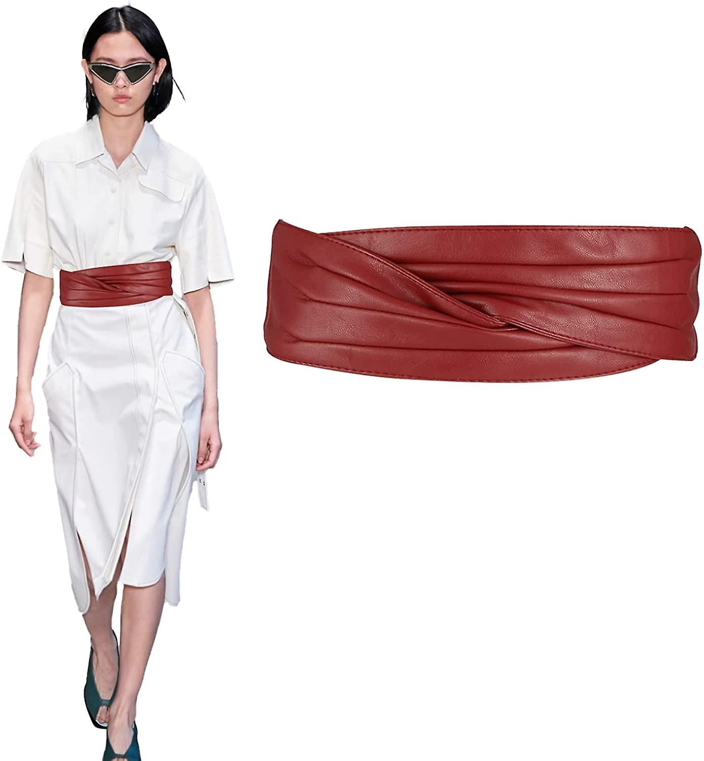 Wide Adjustable Woman Belt For Clothes Woman Leather Sash With Velcro ...