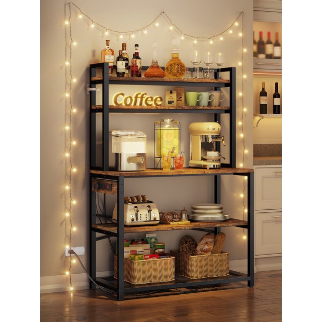 "ONE PIX 5-Tier Kitchen Bakers Rack with Power Outlet, Wide Storage ...