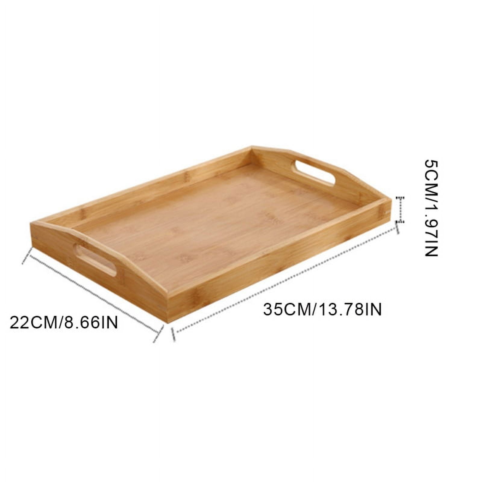 Wide Bamboo Organizer Tray Storage Bin with Handles for Cutlery Serving ...