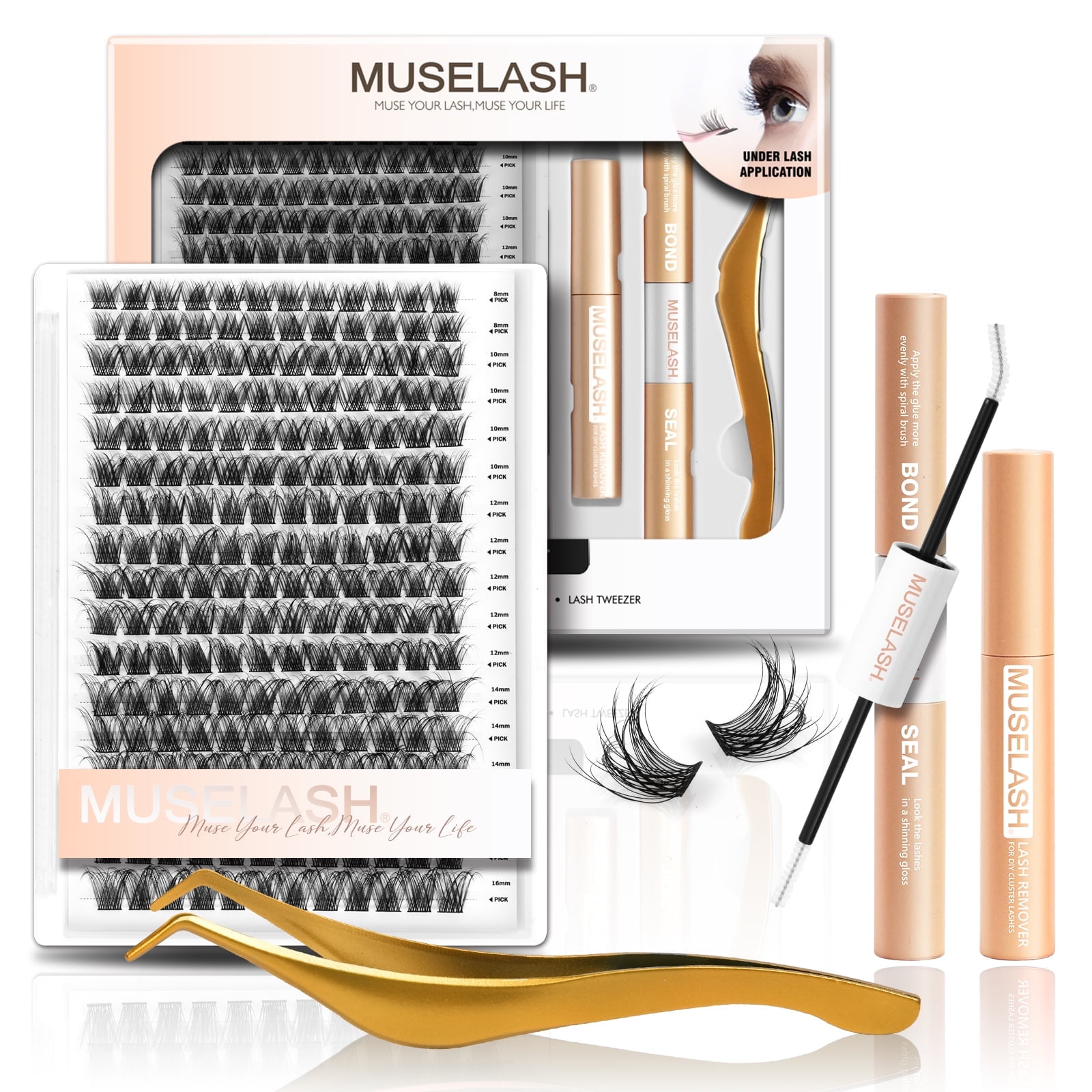Wide Band Eyelashes Kit-Flora Lash Clusters Kit | 204PCS Wide Band DIY ...