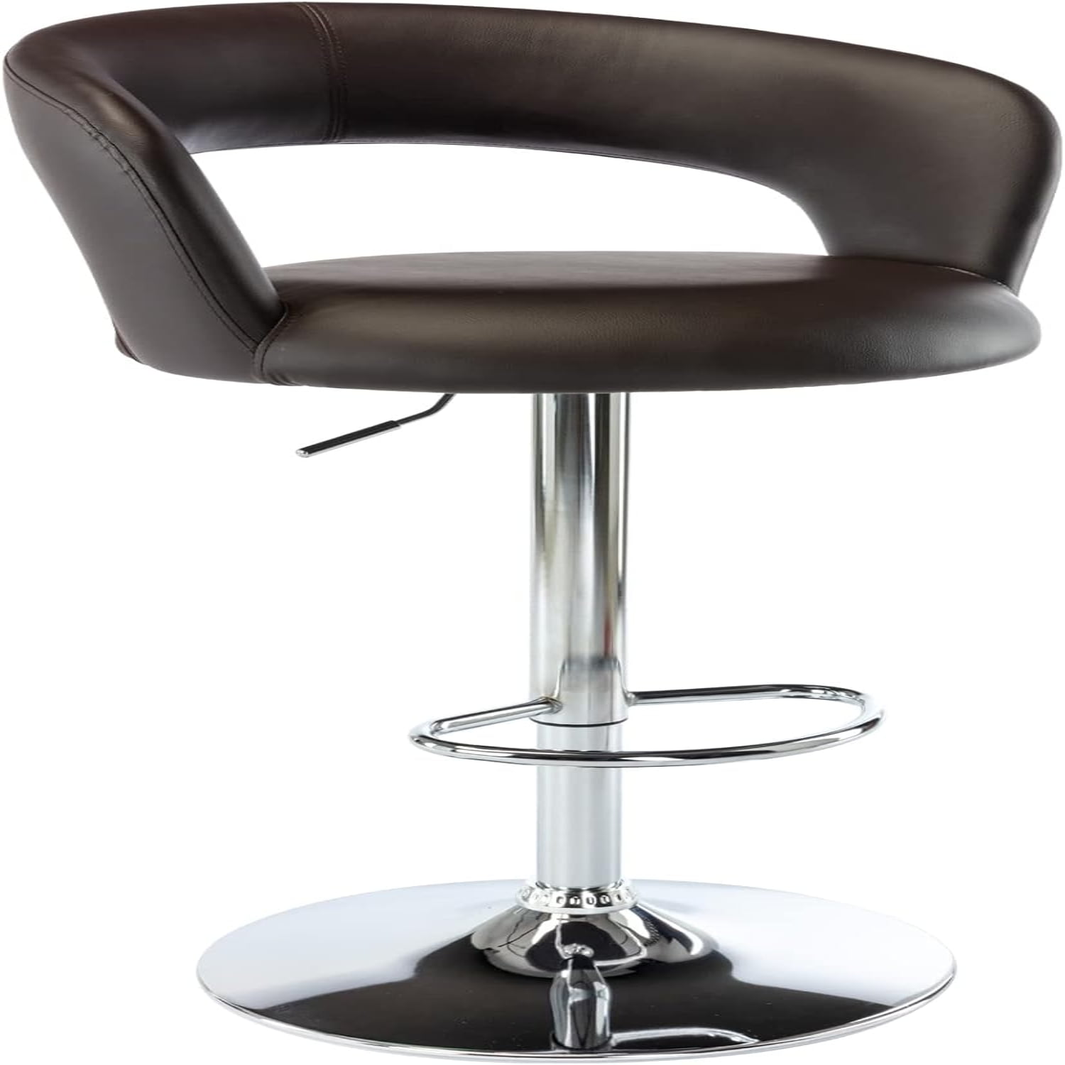 Wide Bar Stool Modern PU Leather Swivel Adjustable Barstool with Hollow ...