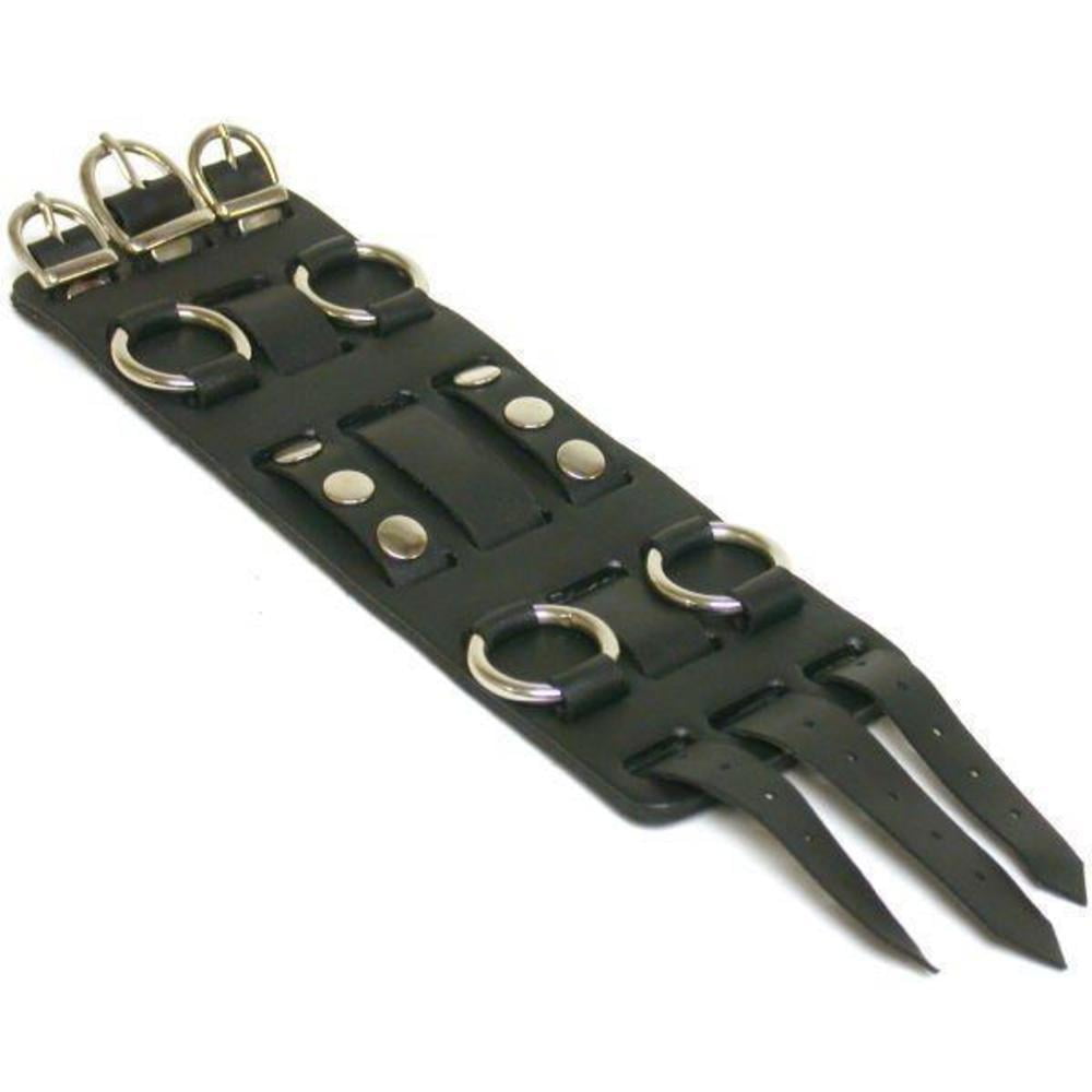 Wide Black Leather Watch Cuff Band - Walmart.com