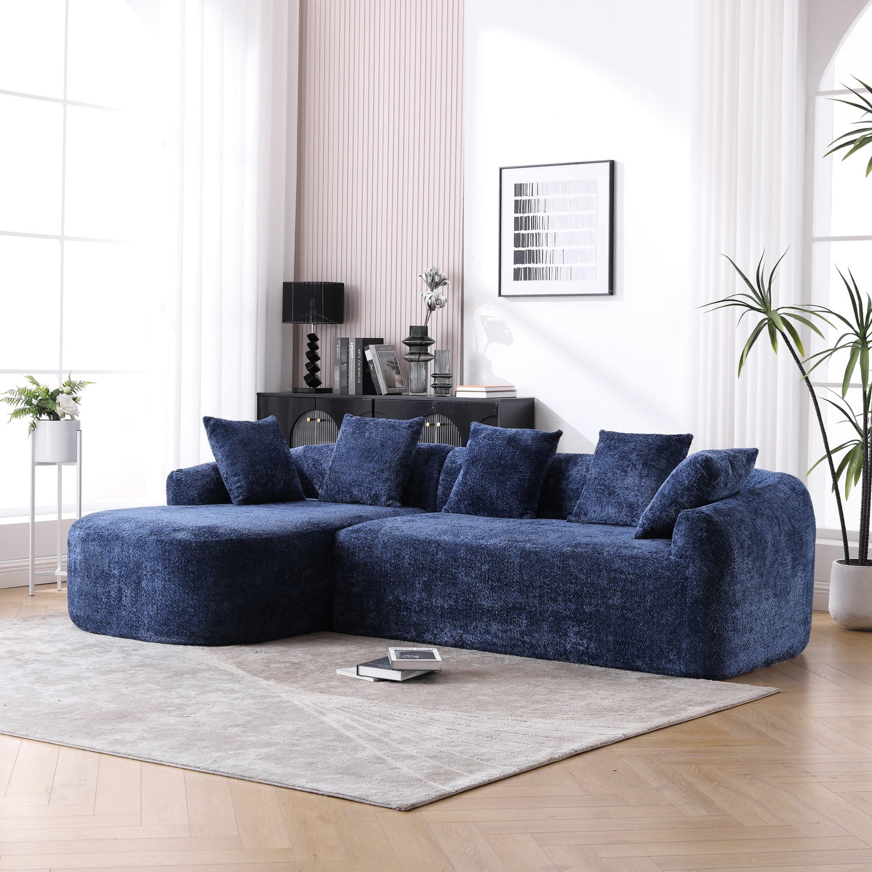 Wide Boucle L-Shape Sofa for Living Room / Ample Space for Body ...