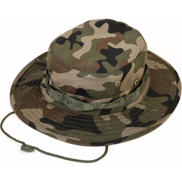 Wide Brim Boonie Hat, Men & Women Top Camo Bucket Hats for Safari ...