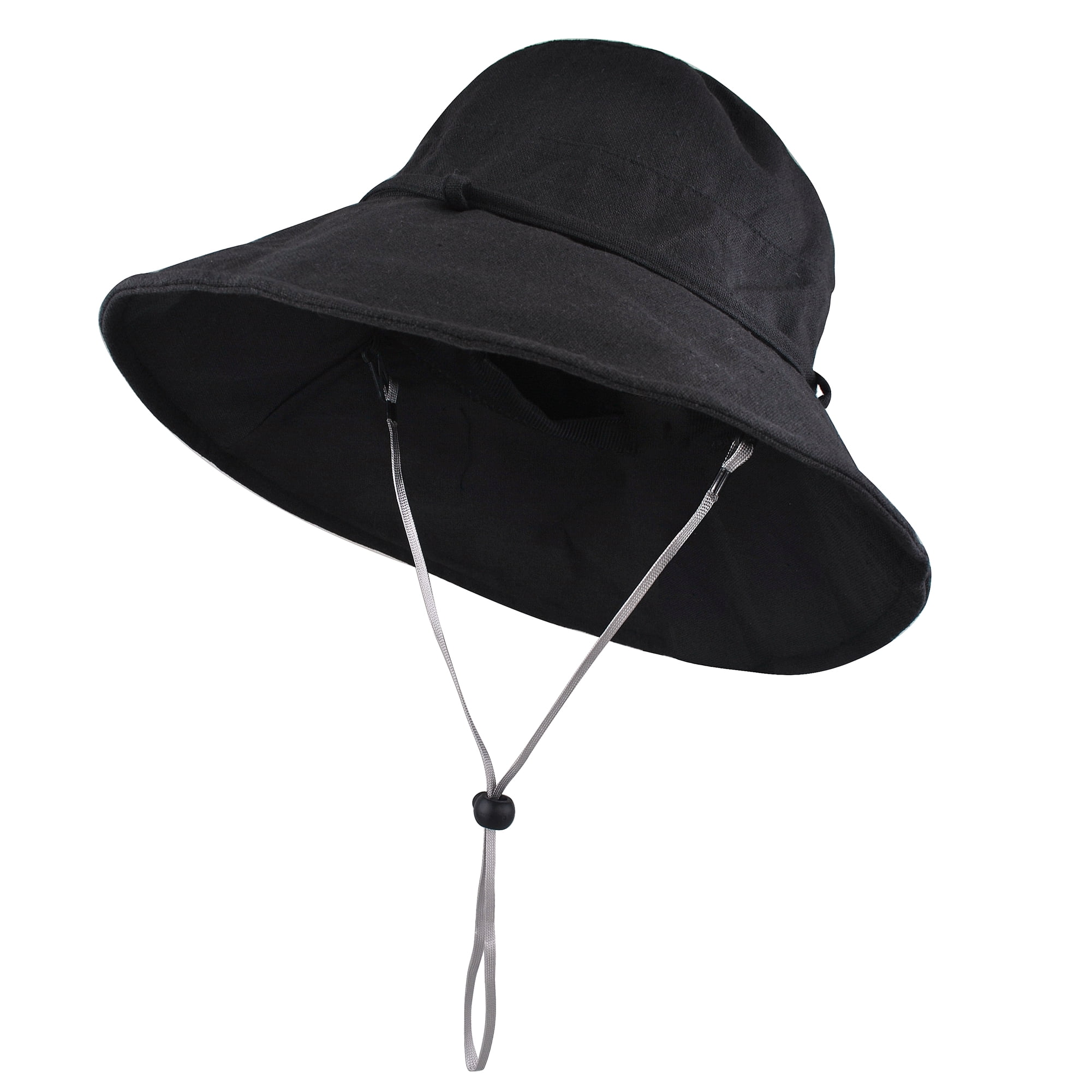 Wide Brim Bucket Hat with Strings, Floppy Sun hat for Women Fishing ...