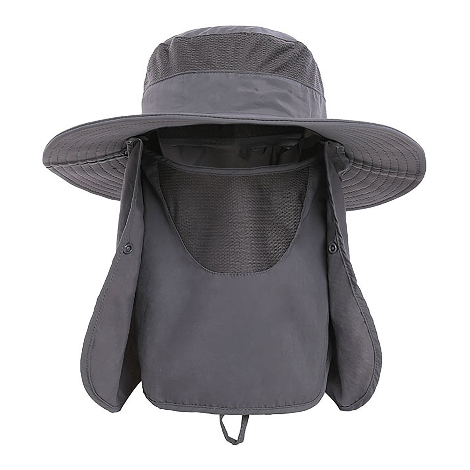 Wide Brim Detachable Face Cover Fishing Cap Adjustable Strap UV ...