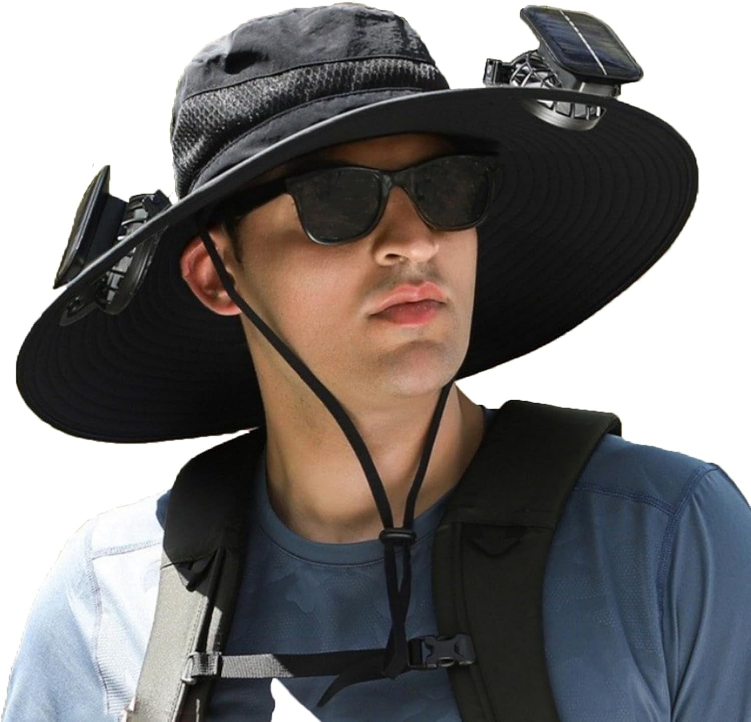 Wide Brim Hat with Fans Solar Power, with Built in Solar Fans, Outdoor ...